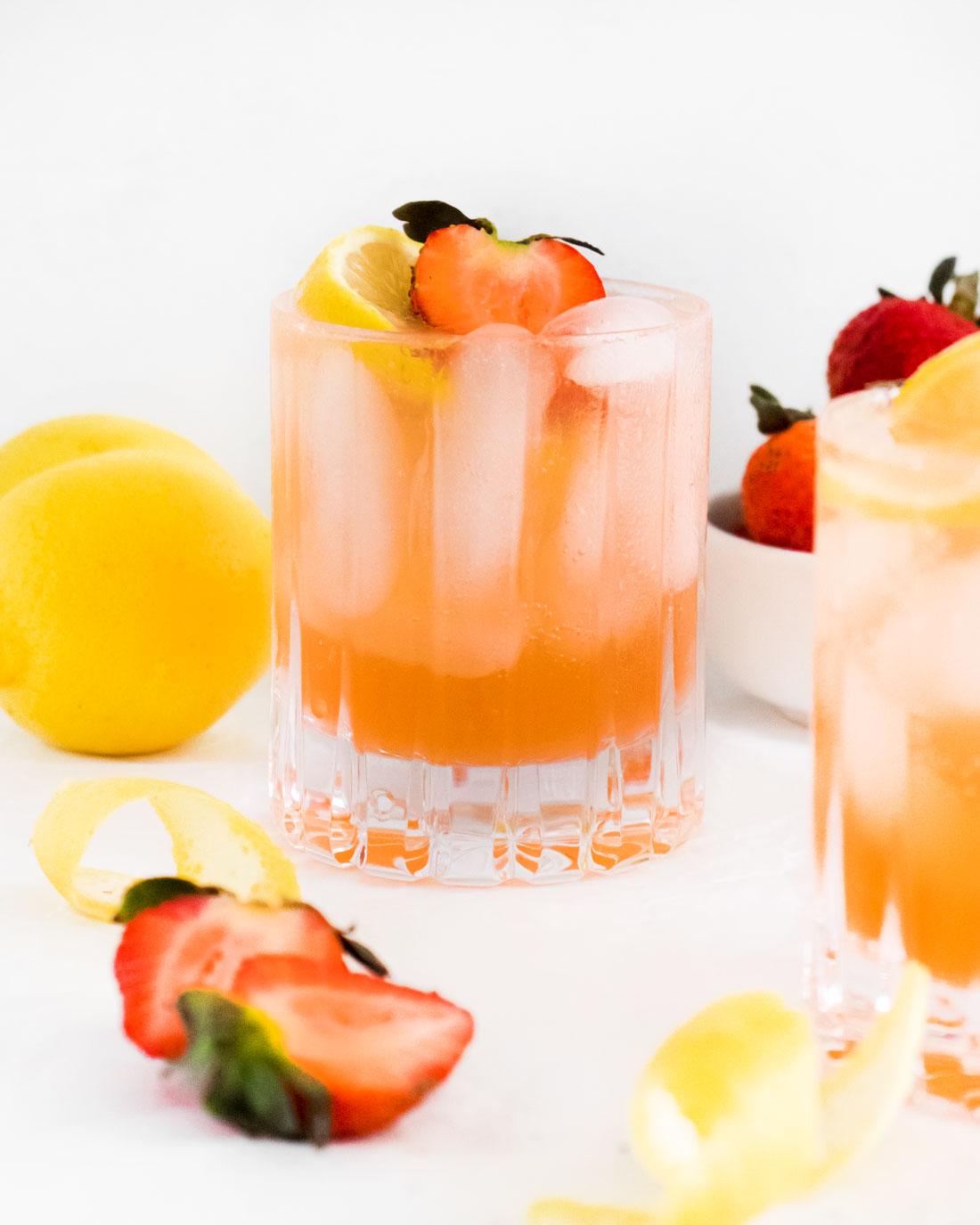 Strawberry Lemon Smash Cocktail - About Dinner Thyme