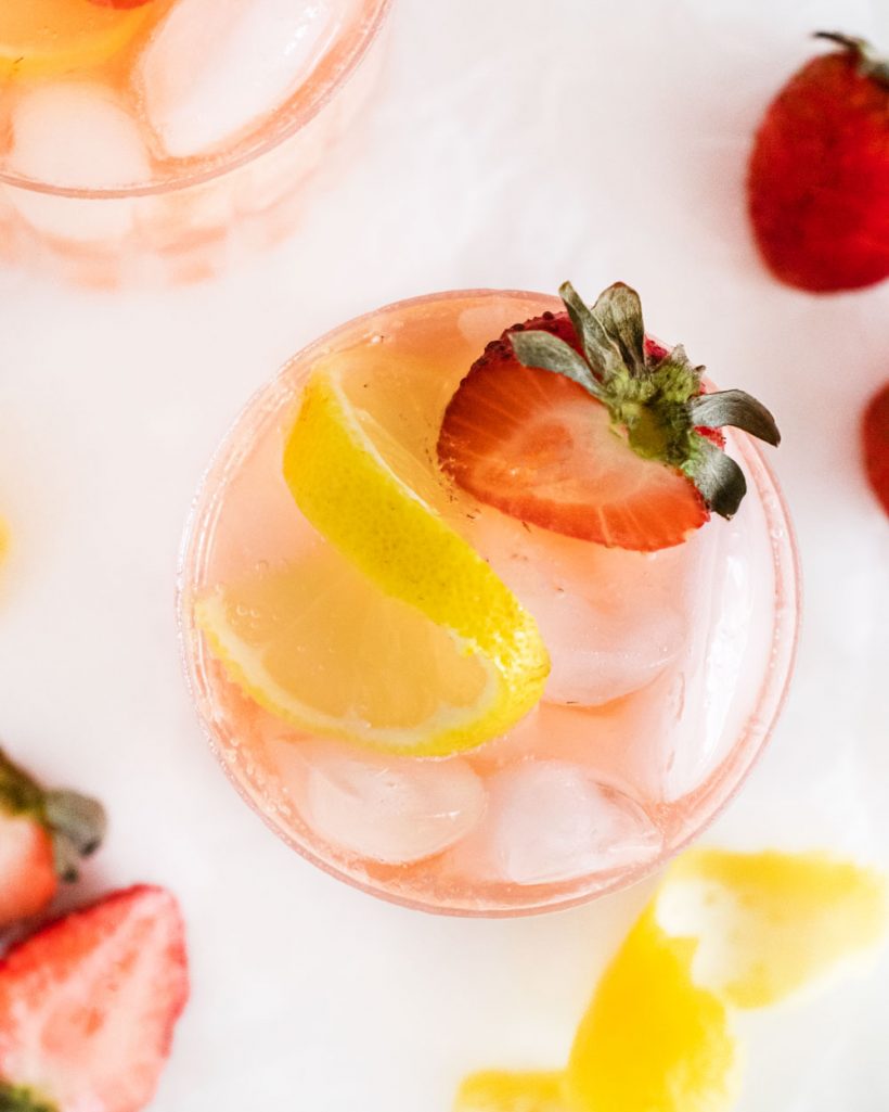 Strawberry Lemon Smash Cocktail - About Dinner Thyme