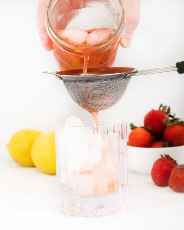 Strawberry Lemon Smash Cocktail - About Dinner Thyme