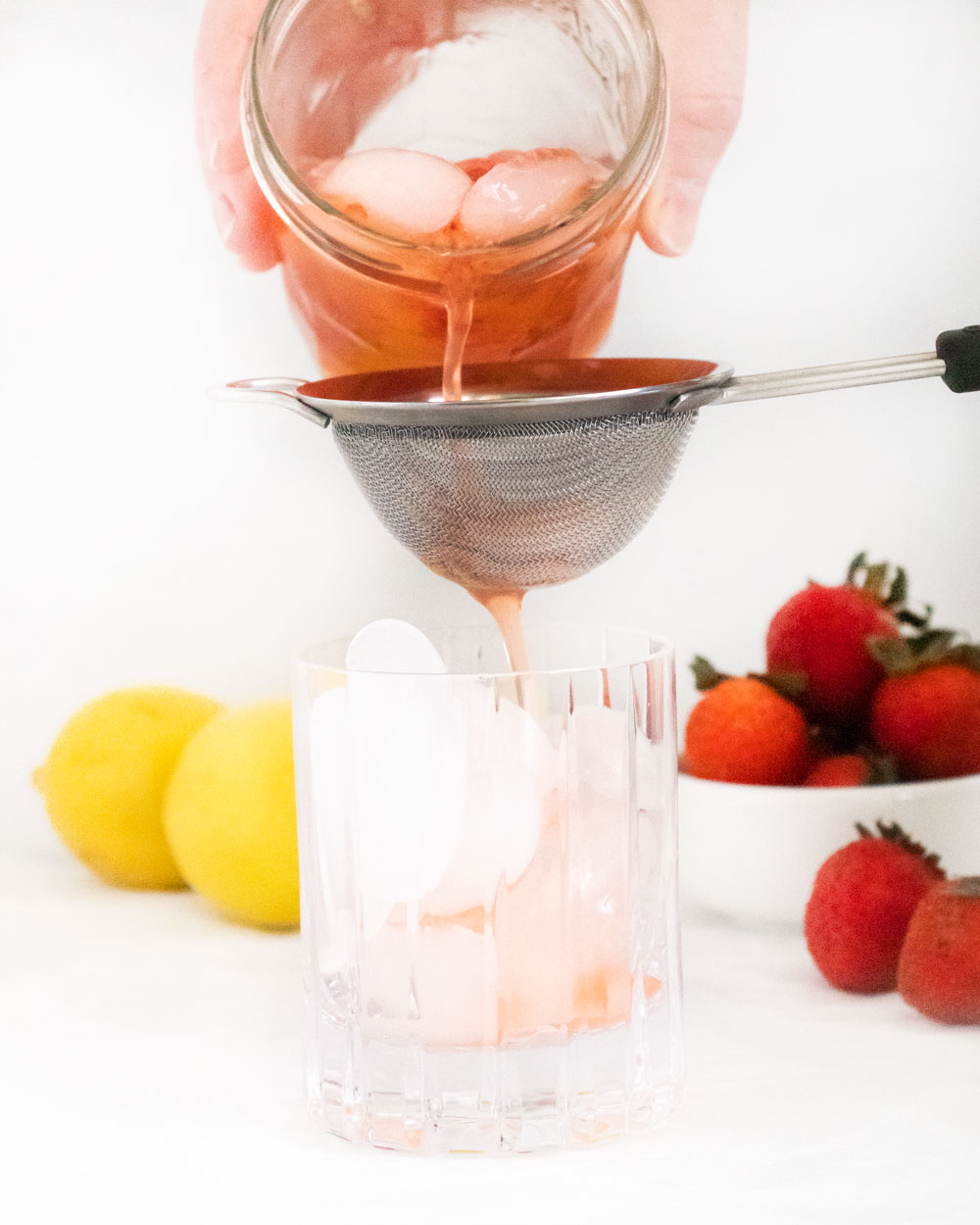 Strawberry Lemon Smash Cocktail - About Dinner Thyme